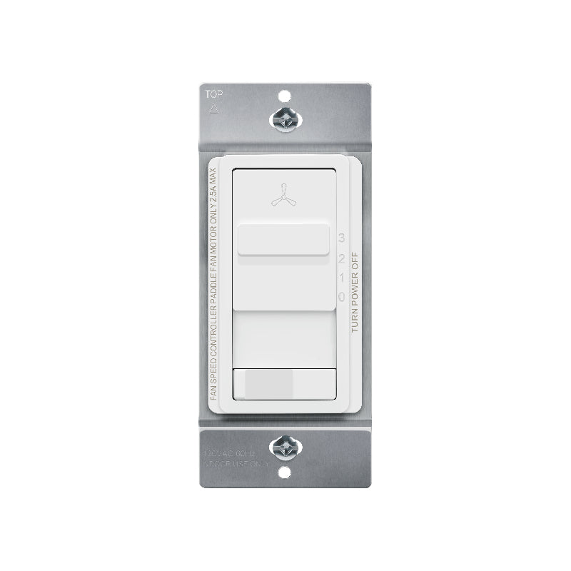 Enerlites 17017-F3 2-Single Pole 3-Speed Slide Fan Speed Control & Lig