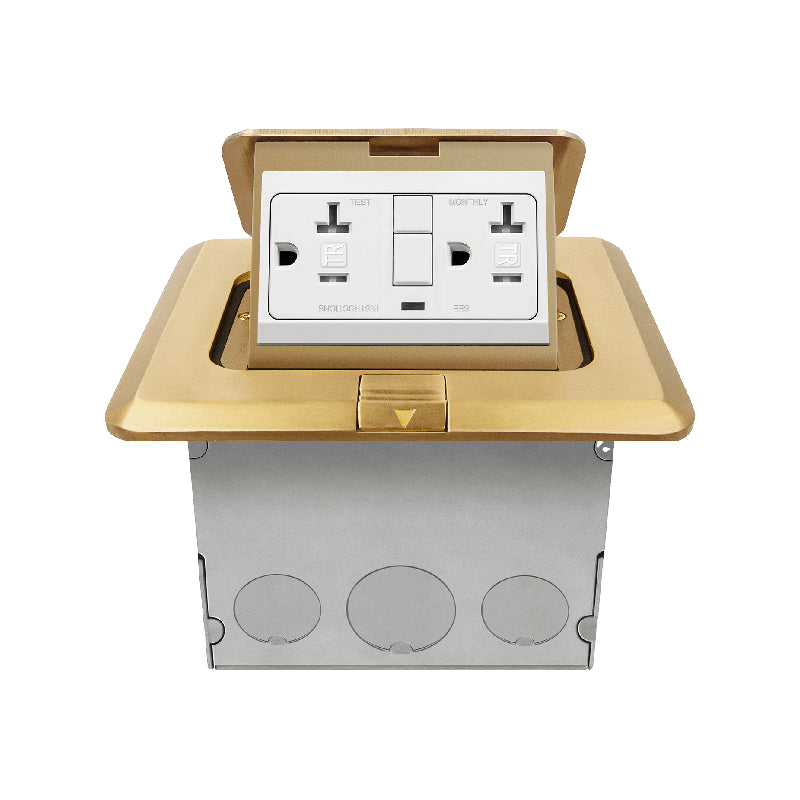 Enerlites 961243-C-GFCI Square Pop-Up Floor Box Kit with 20A GFCI Rece