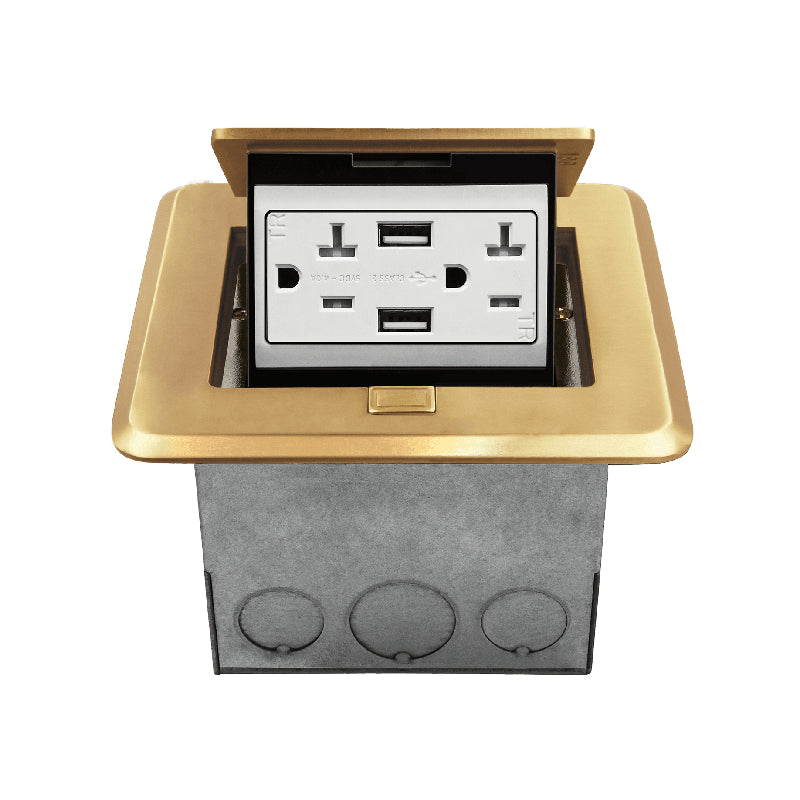 Enerlites 961248-C-USB Square Soft Pop-Up Floor Box Kit with 4.0A USB