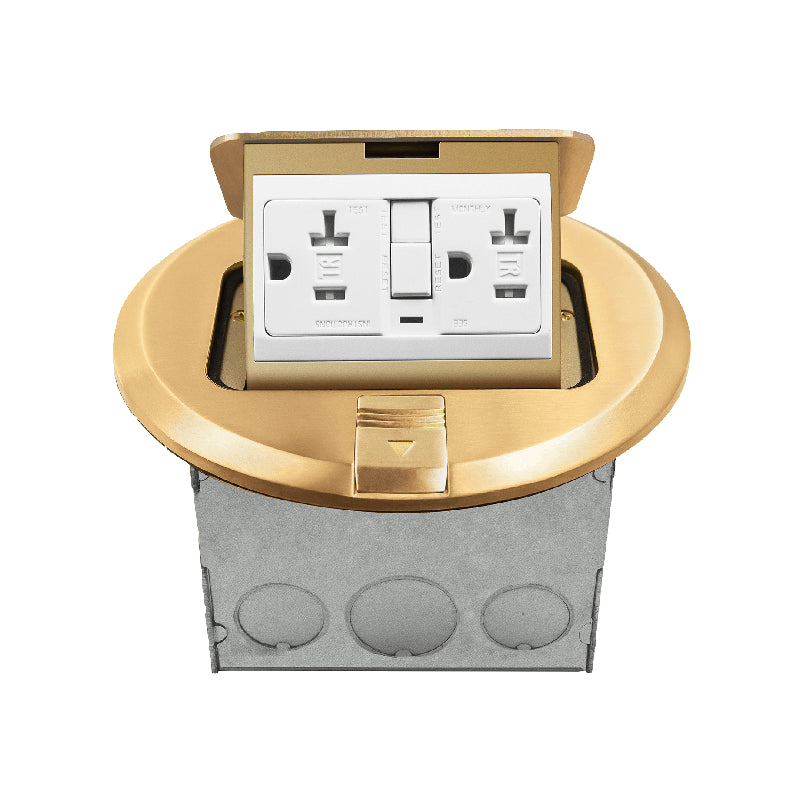 Enerlites 961501-C-GFCI Round Pop-Up Floor Box Kit with 20A GFCI Recep