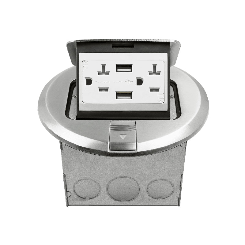 Enerlites 961501-S-USB Round Pop-Up Floor Box Kit with 2.1A USB Charge