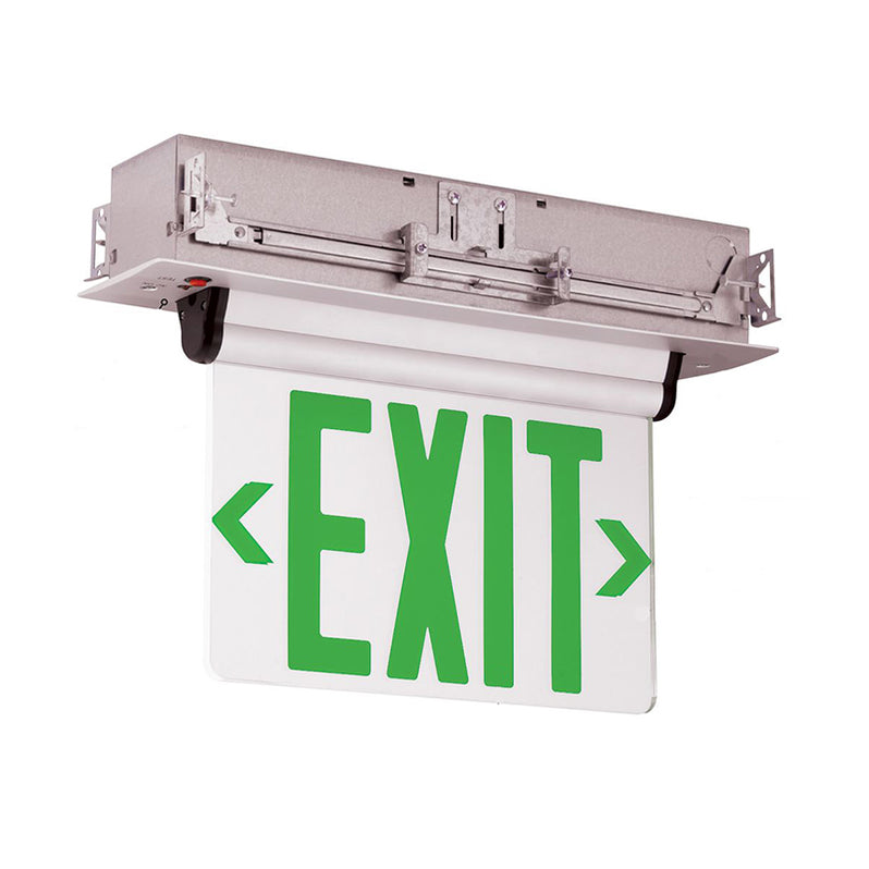 Compass CELR1GN Edge-Lit LED Exit Sign, Recessed Mount, Single Face, G