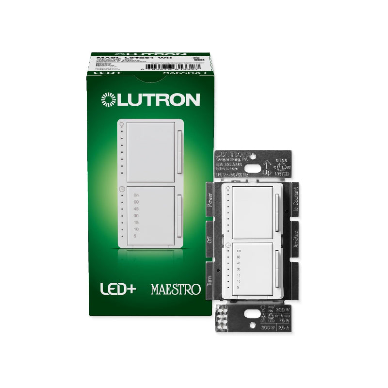 Lutron MACL-L3T251 Maestro 75W Single-Pole LED Dual Dimmer and Timer S