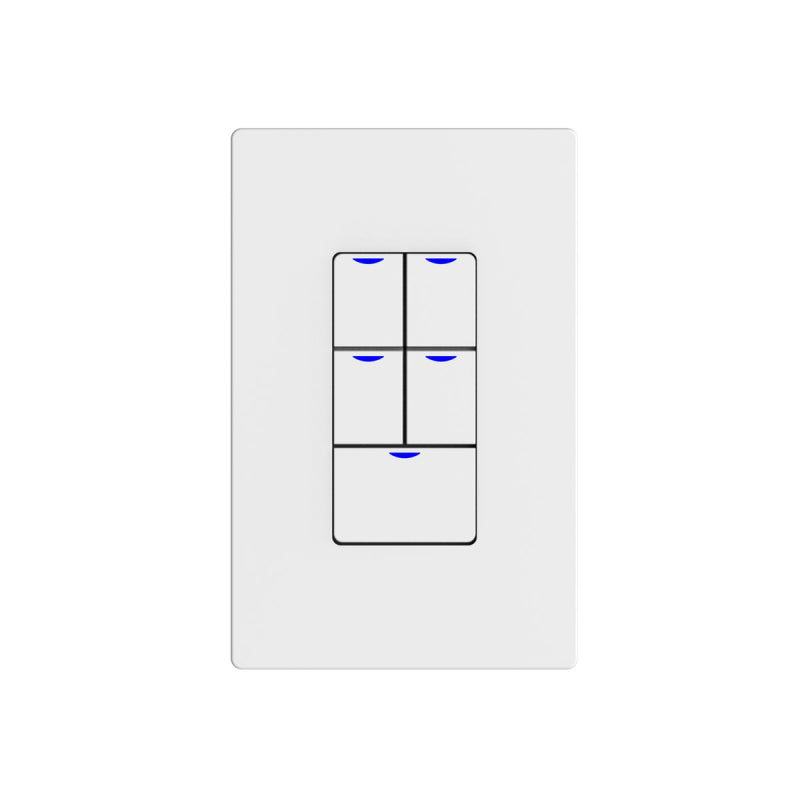 NX Lighting Controls NXSW2-W5 AC Wireless Smart Wall Station, 5 Toggle