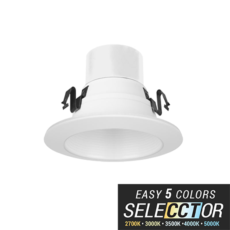 Elite REL437 4" Economy 10W LED Baffle Recessed Retrofit, 5CCT Selecta