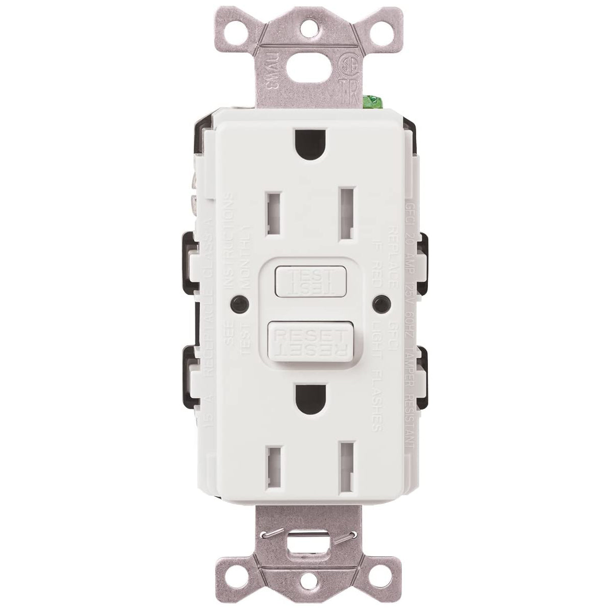 Lutron CAR-15-GFST Claro Self-Testing Tamper Resistant GFCI Receptacle
