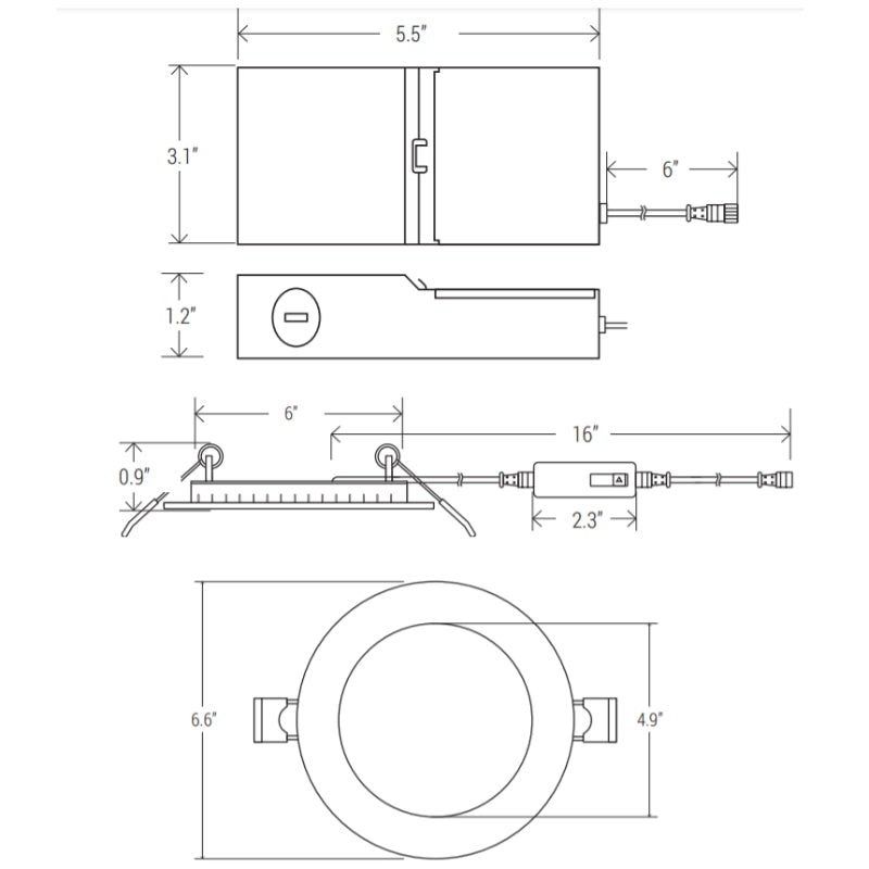 Elite RL675 6" Round Slim LED Retrofit - 700 Lumens - Selectable CCT ...