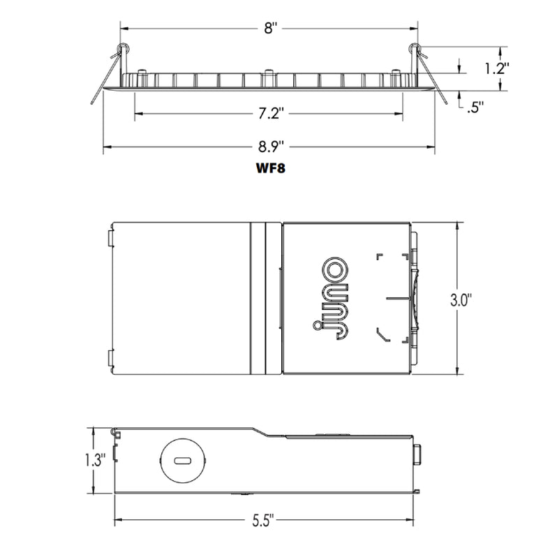 Juno WF8 SWW5 Wafer 8" LED Switchable Recessed Downlight
