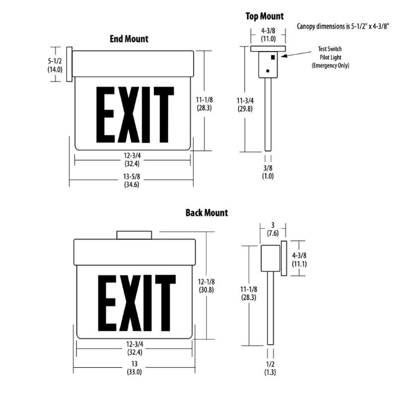 Lithonia EDG Edge-Lit LED Exit Sign with Battery Backup, Single Face,